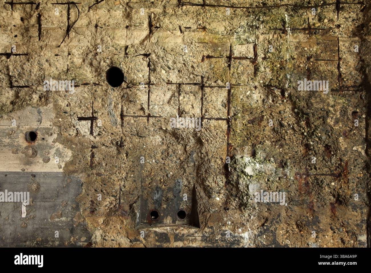 Interior of ruined WW2 German Atlantic Wall defences at the Battle of ...