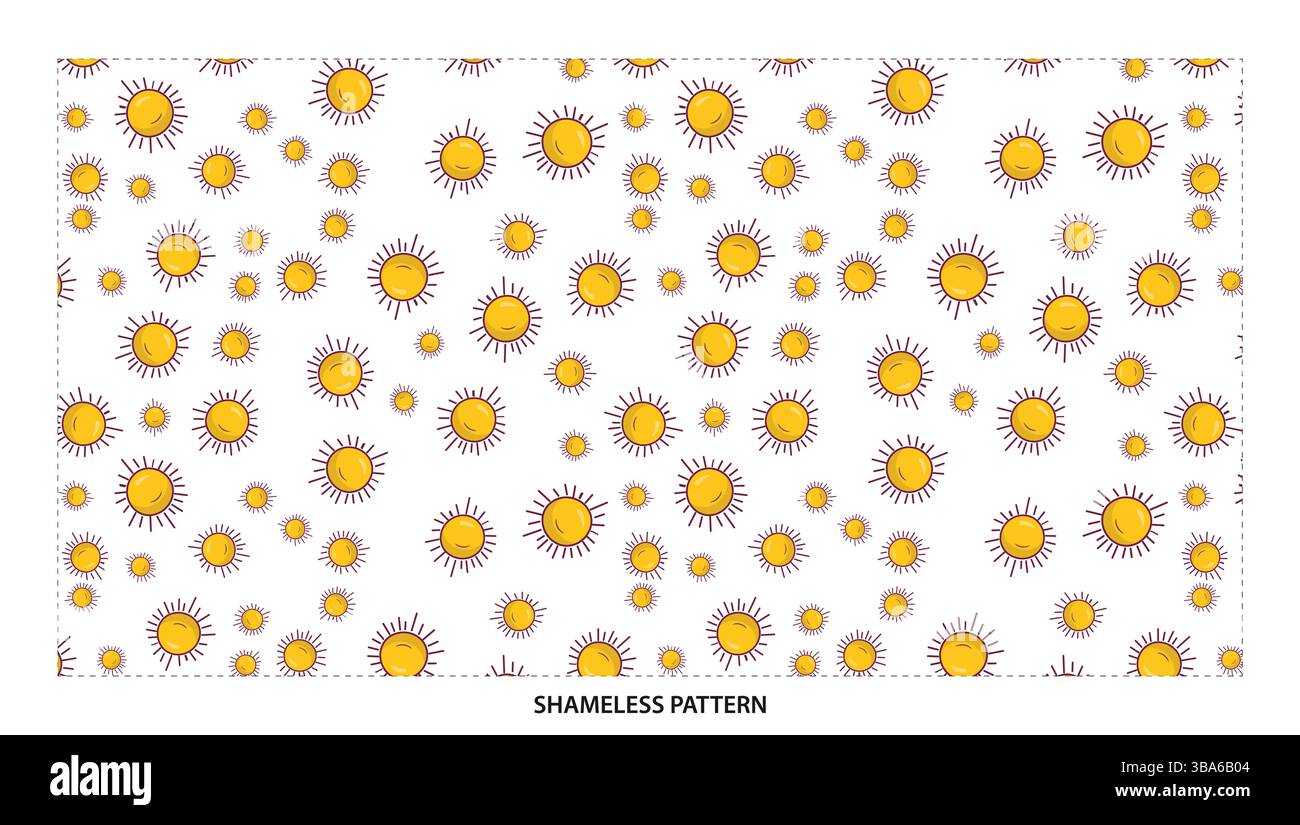 Cheerful Yellow Sun with Happy Face Seamless Pattern for Summer Designs ...