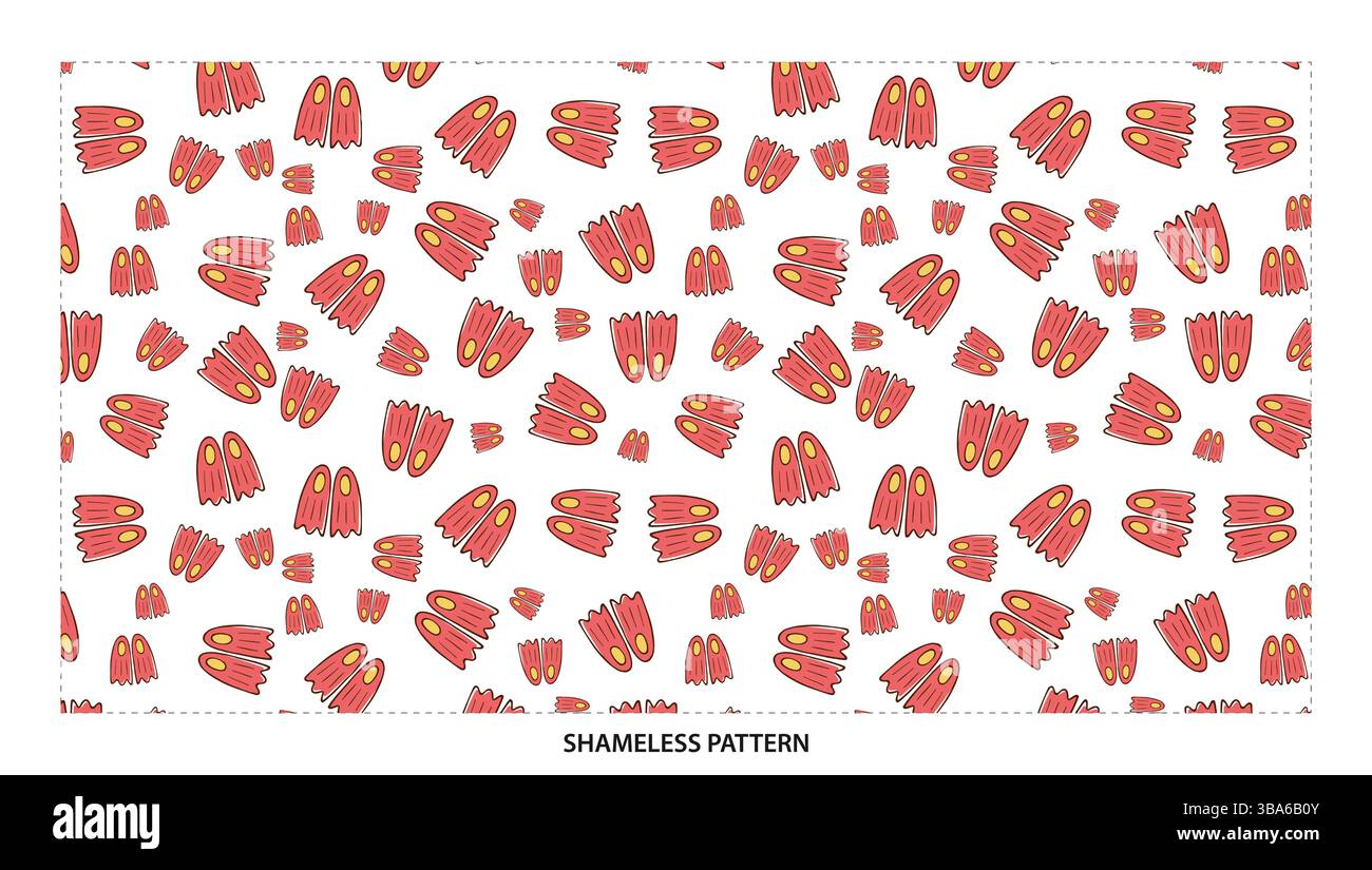 Cute Cartoon Flippers Seamless Pattern for Summer Beach and Swimming ...