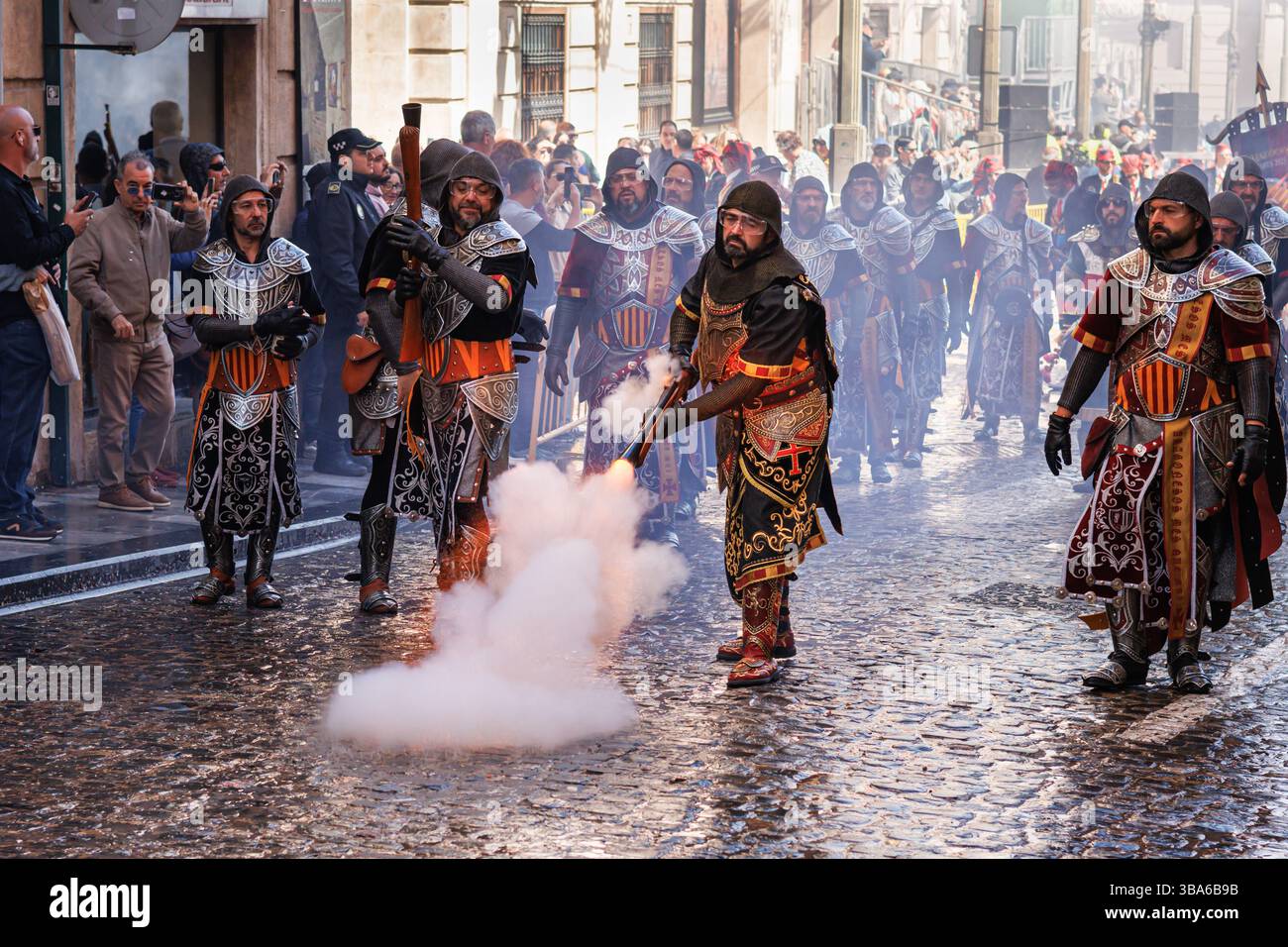 Alcoy, Spain, 05-05-2025: Christian captain with his knights during the ...