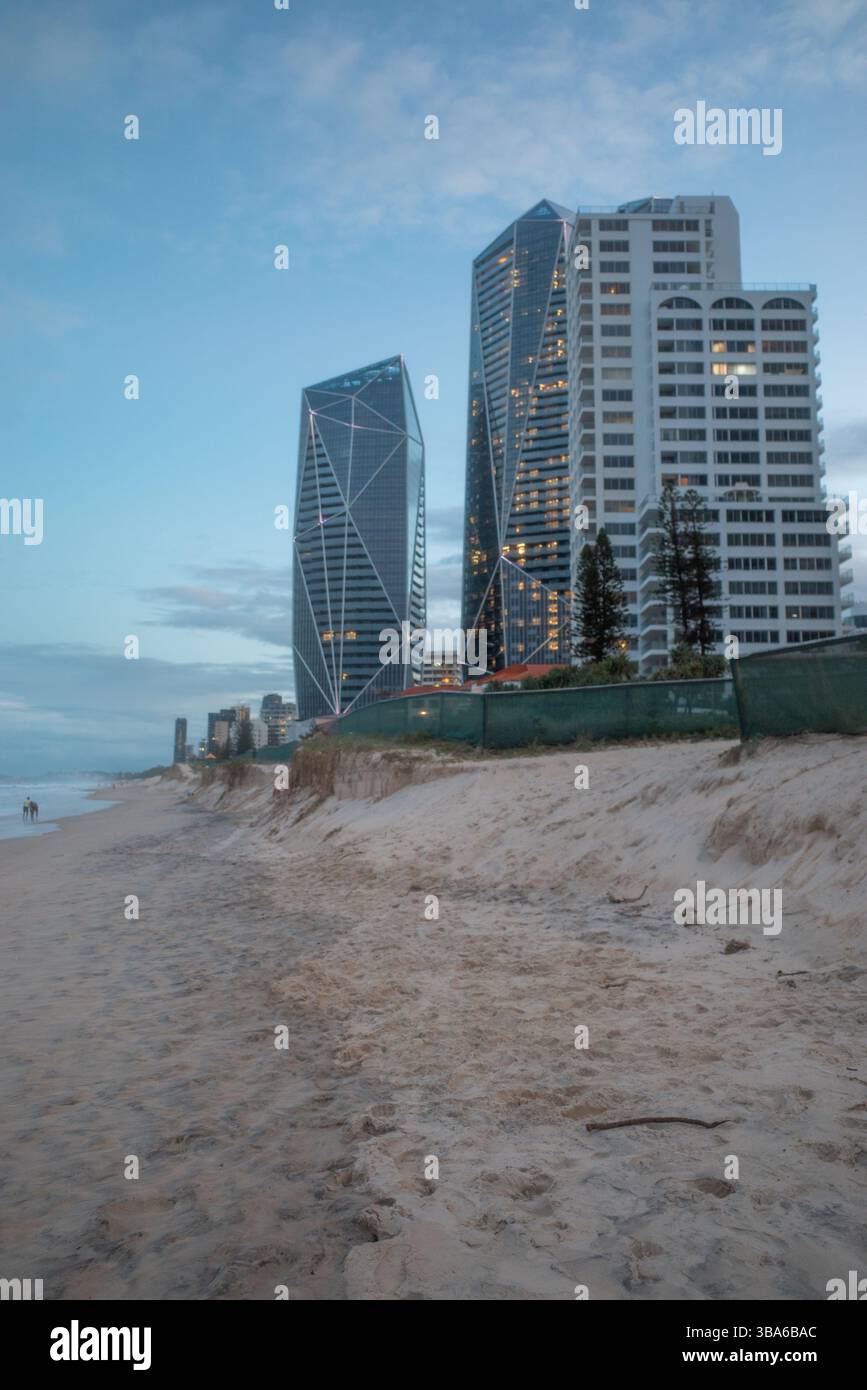 Severe Beach Erosion near Surfers Buildings after Alfred Cyclone Stock ...