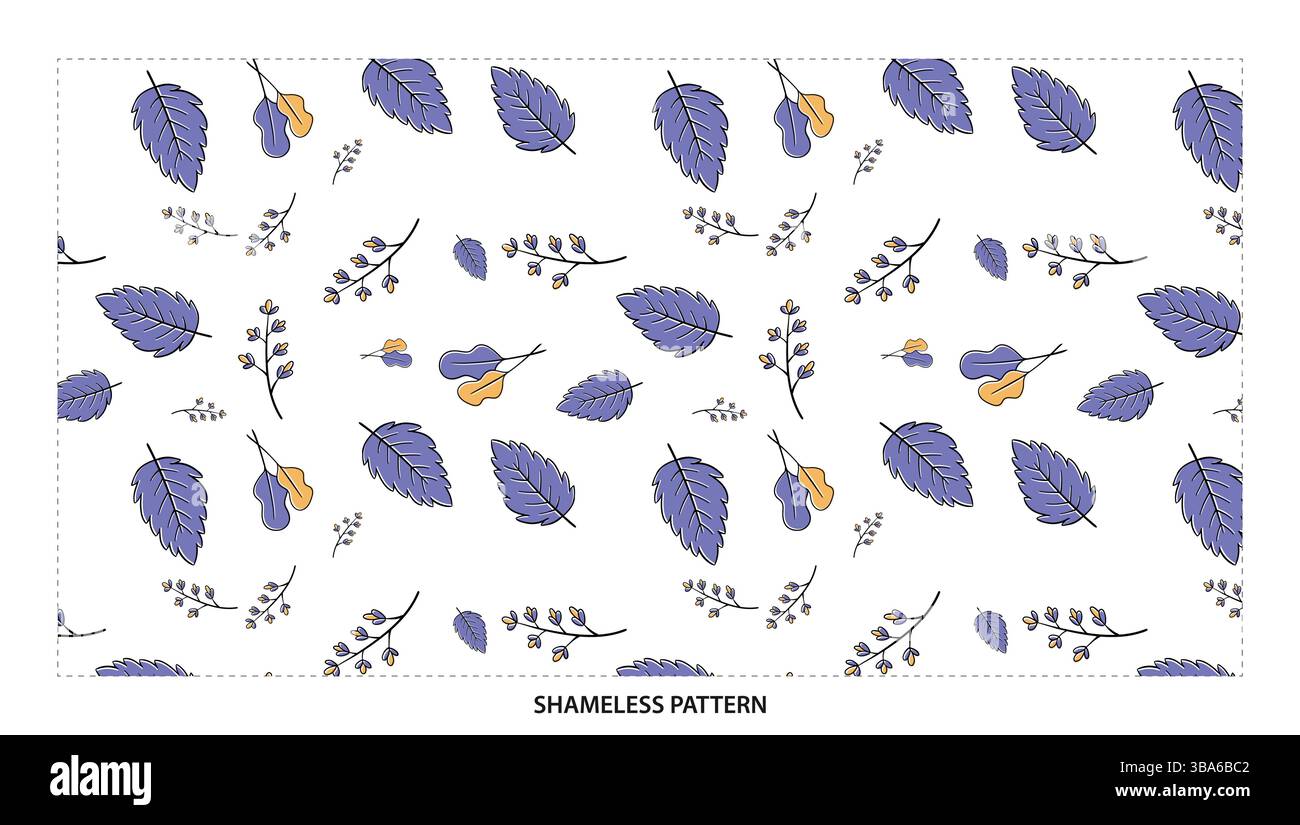 Elegant Purple and Gold Leaf Branch Seamless Pattern for Modern Textile ...