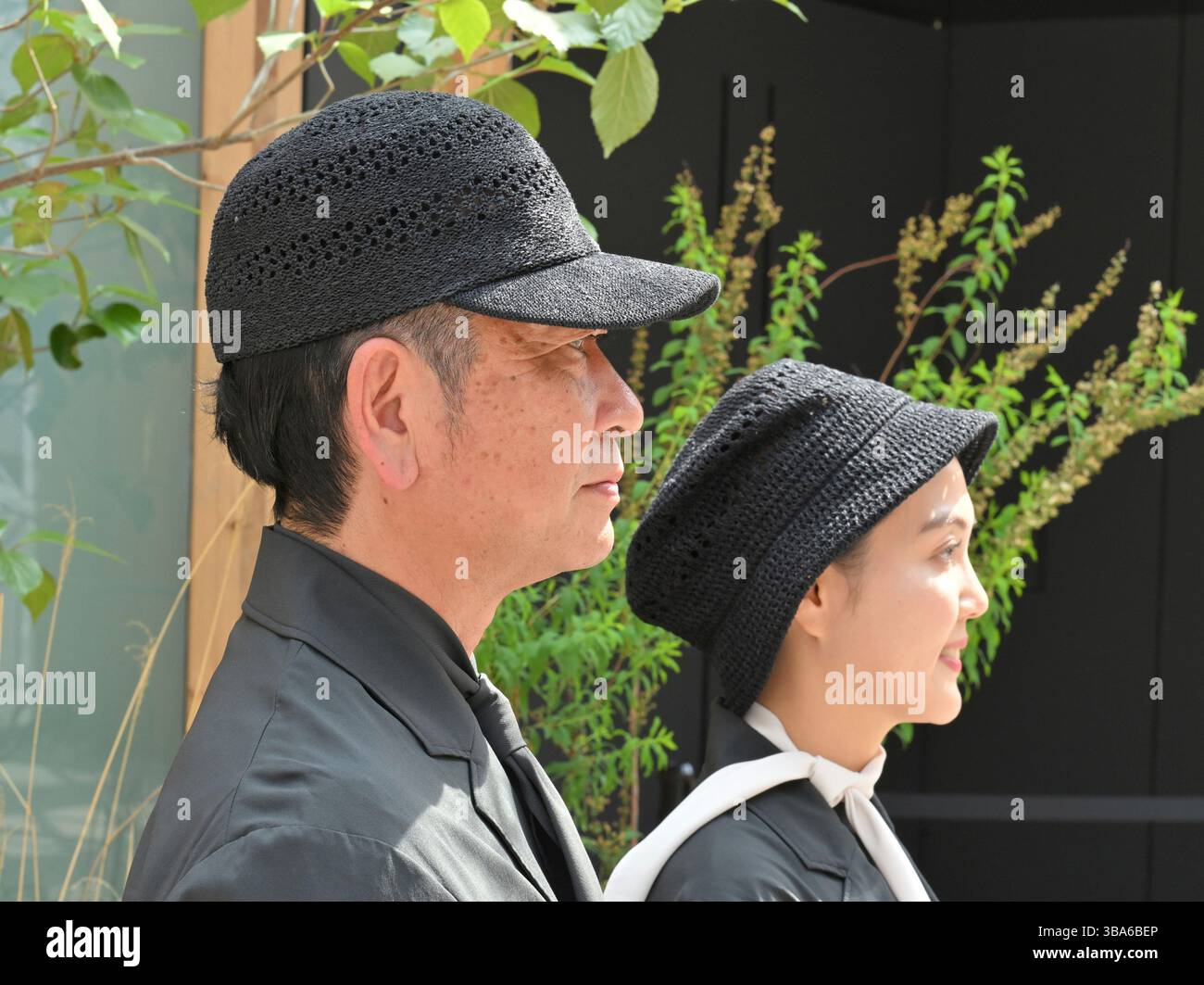 A photo shows cap and hat, one of the uniforms of the Japan Pavilion at ...
