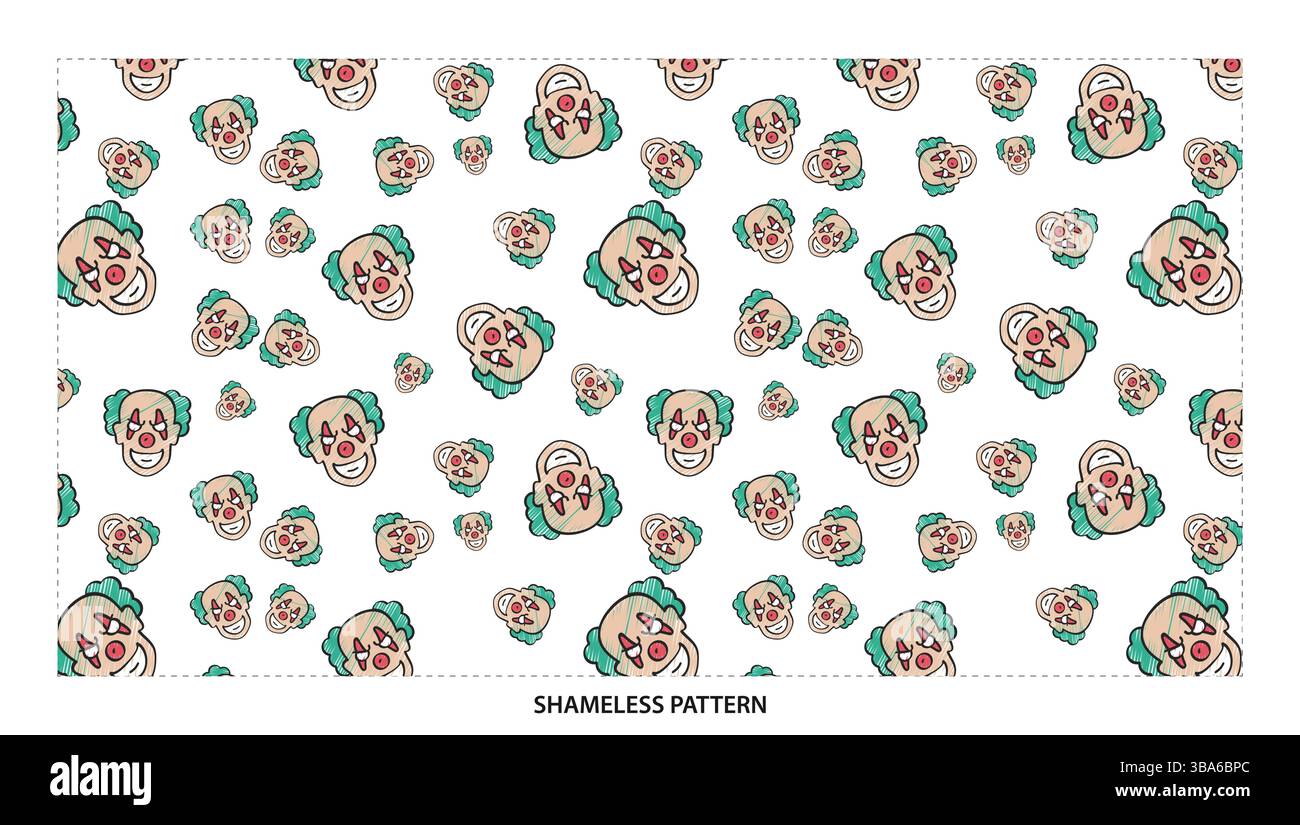 Cute Cartoon Clown Face Seamless Pattern for Circus and Party Designs ...