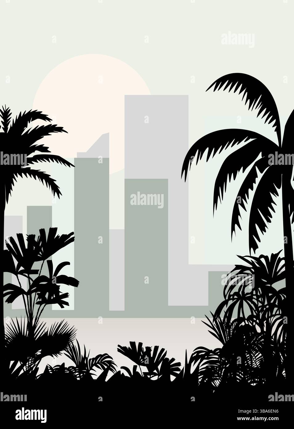 Skyline and palm trees Stock Vector Images - Alamy