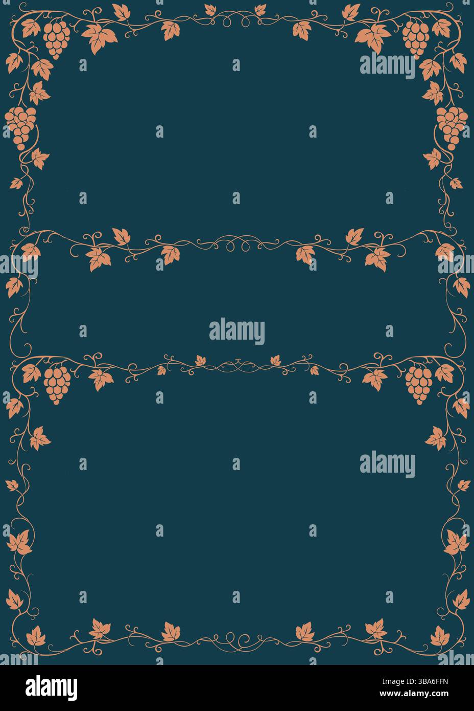 Elegant grapevine border frame set, vintage hand drawn style Stock ...