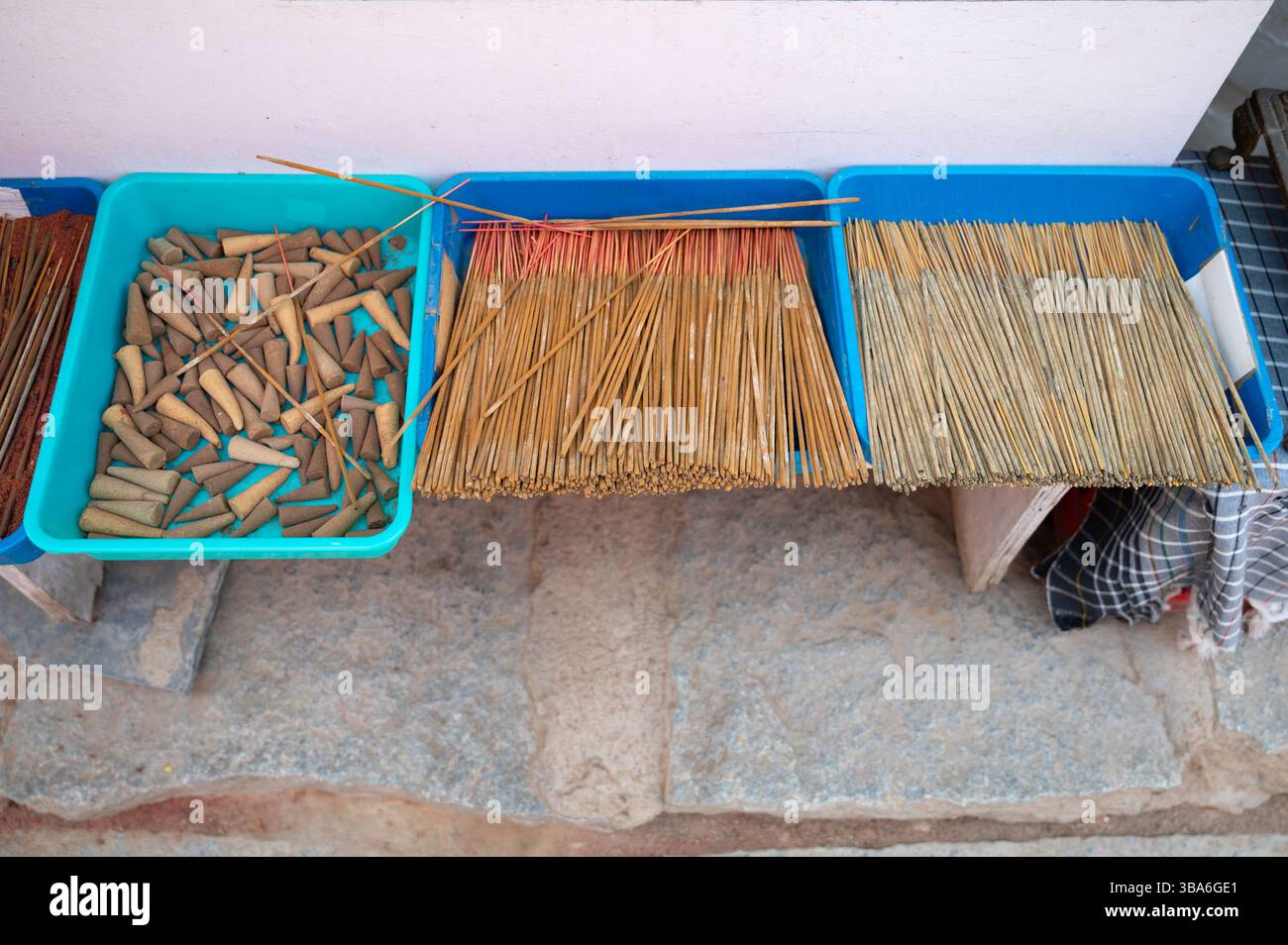 Colorful incense sticks on a market stall in India, agarbatti used for ...