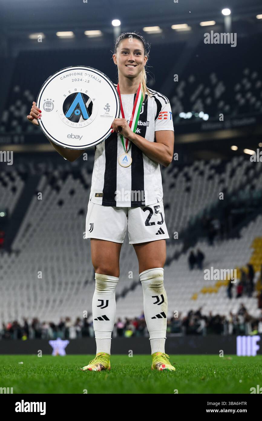 Juventus' Viola Monica Calligaris poses with the Italian Championship ...