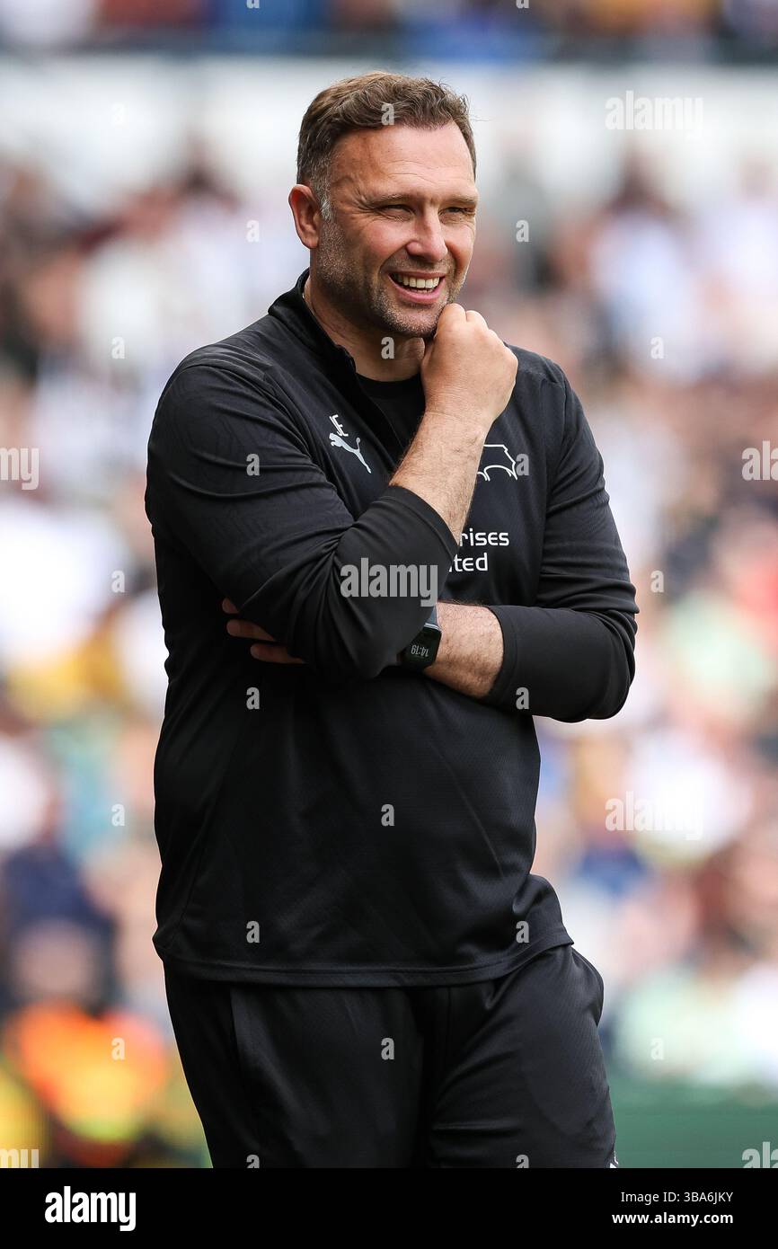 Derby County manager John Eustace during the Sky Bet Championship match ...