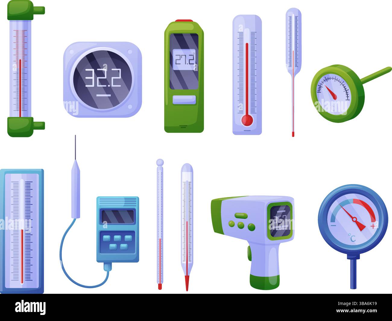 Different thermometers. Medical industrial thermometer, kitchen ...