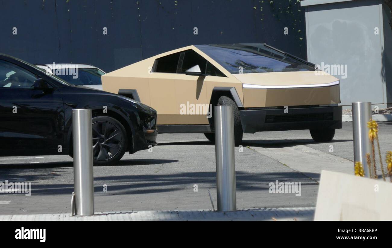 Los Angeles, California, USA 11th May 2025 Tesla Beige Cybertruck on ...