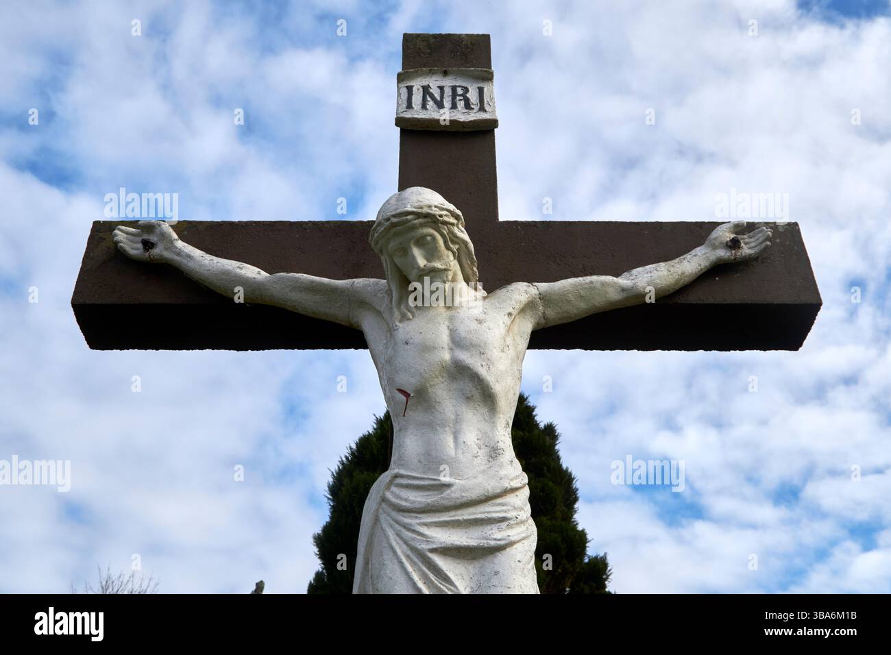 jesus nailed to the cross with inri above crucifixion scene at st ...