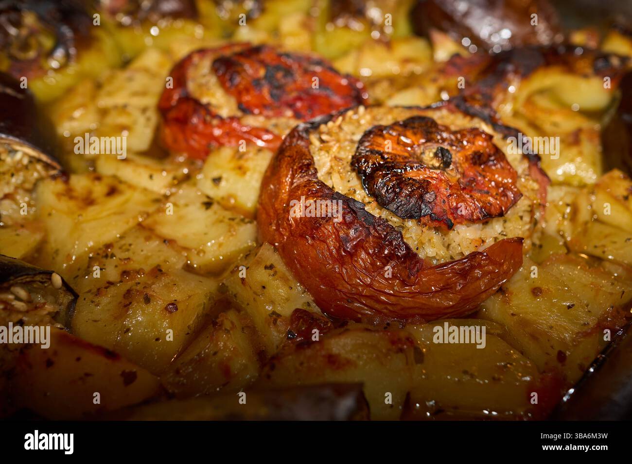 Greek Stuffed Vegetables with Rice (Gemista) in Oven Stock Photo - Alamy