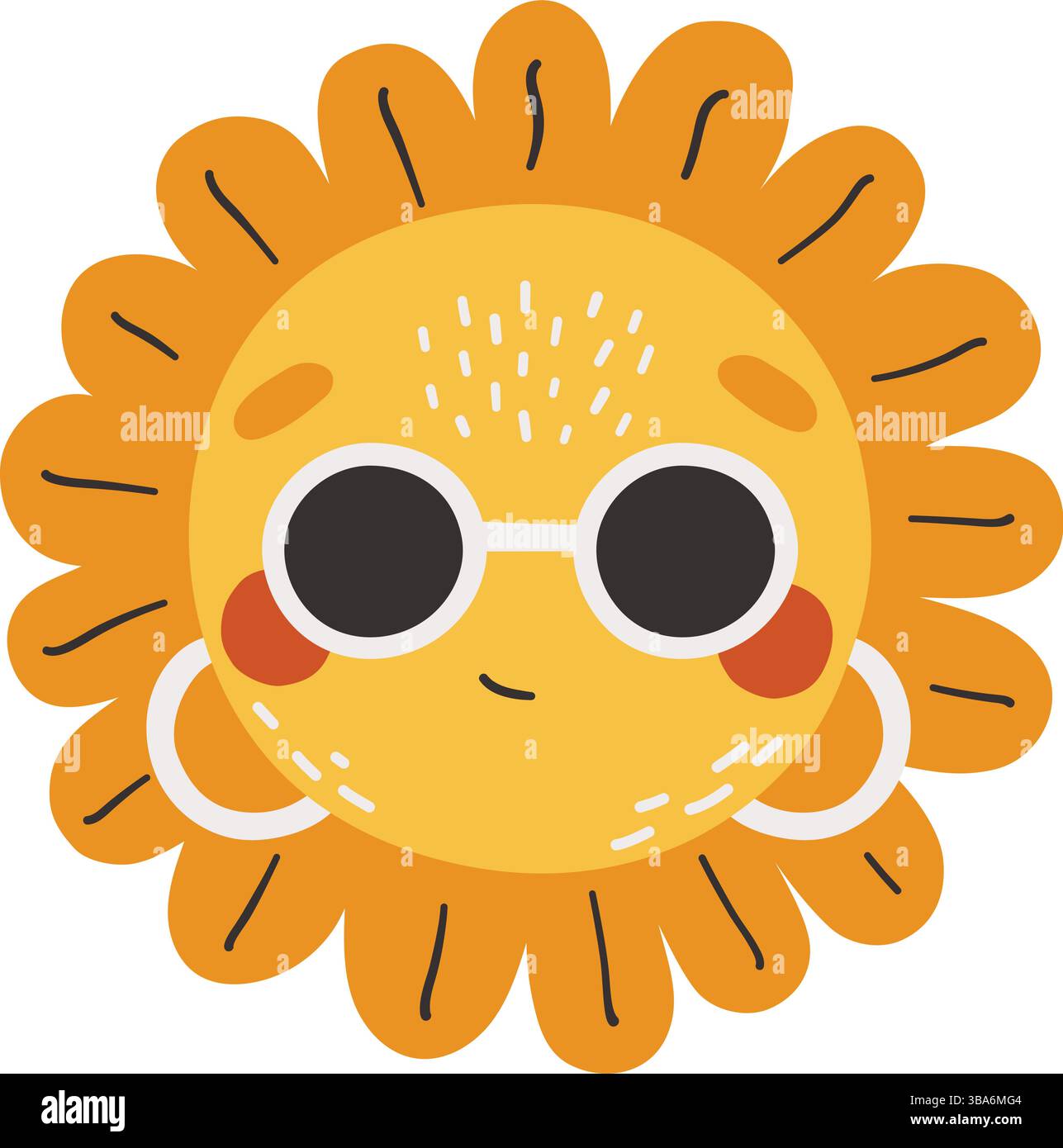 Cute sun cartoon character, Happy sun vector, Summer sunshine with eyes ...