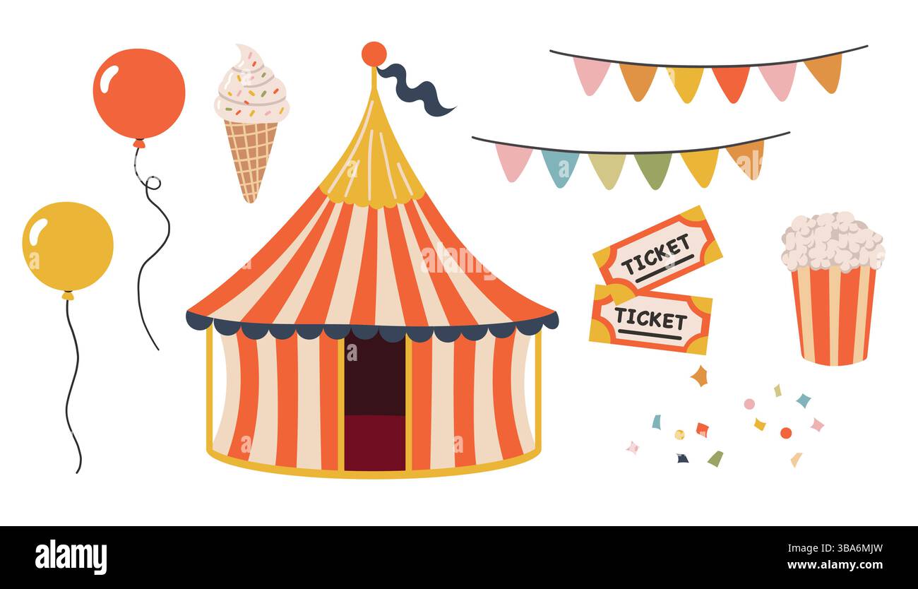 Circus animals clipart, Circus set collection vector, Cute animals ...