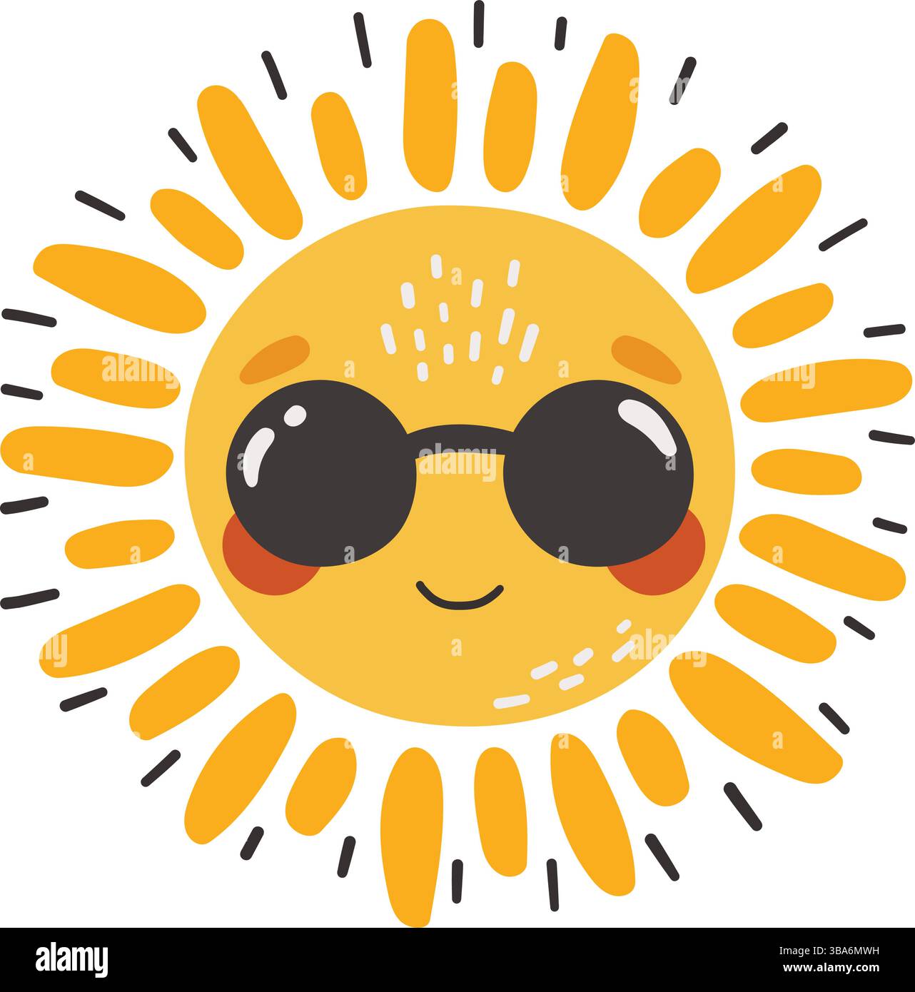 Cute sun cartoon character, Happy sun vector, Summer sunshine with eyes ...