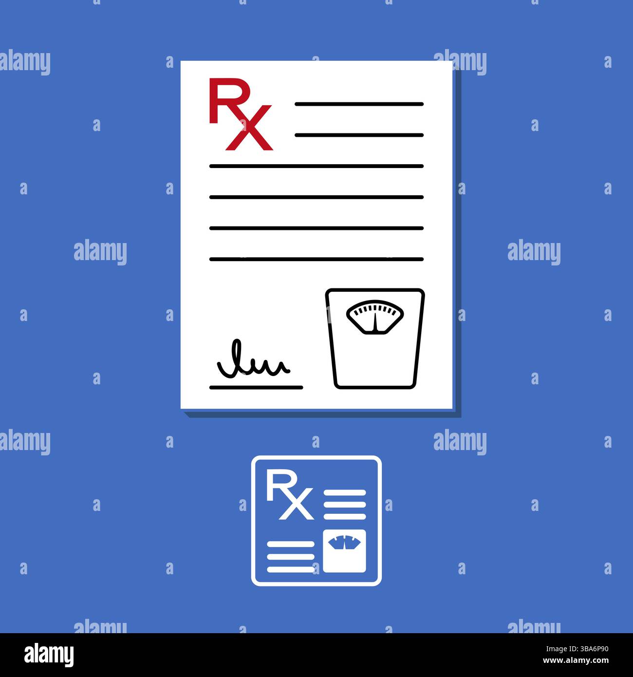 Medical prescription sheet with a scale icon, symbolizing weight ...