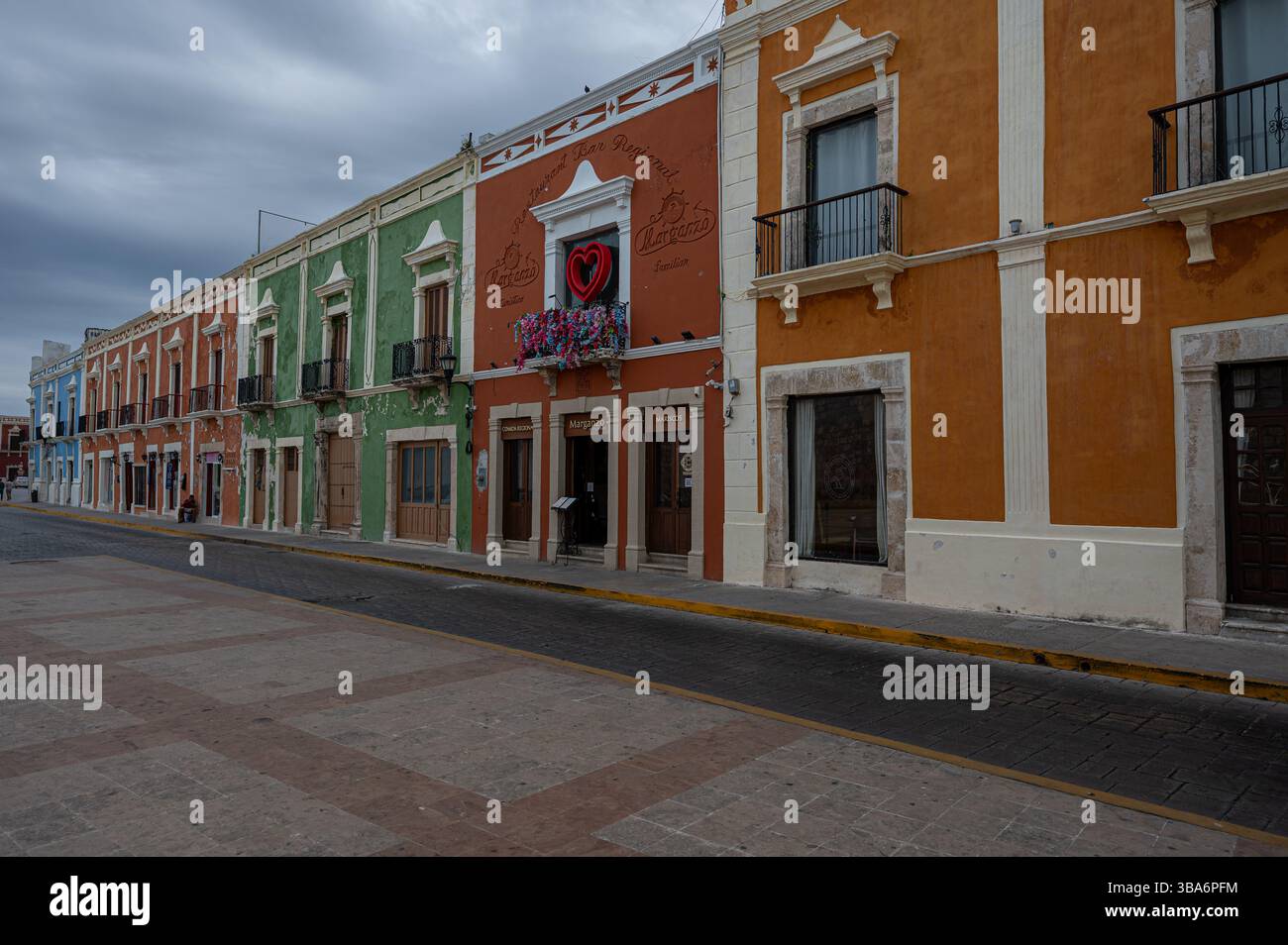 Colorful Spanish colonial buildings in the city of Campeche, Mexico ...