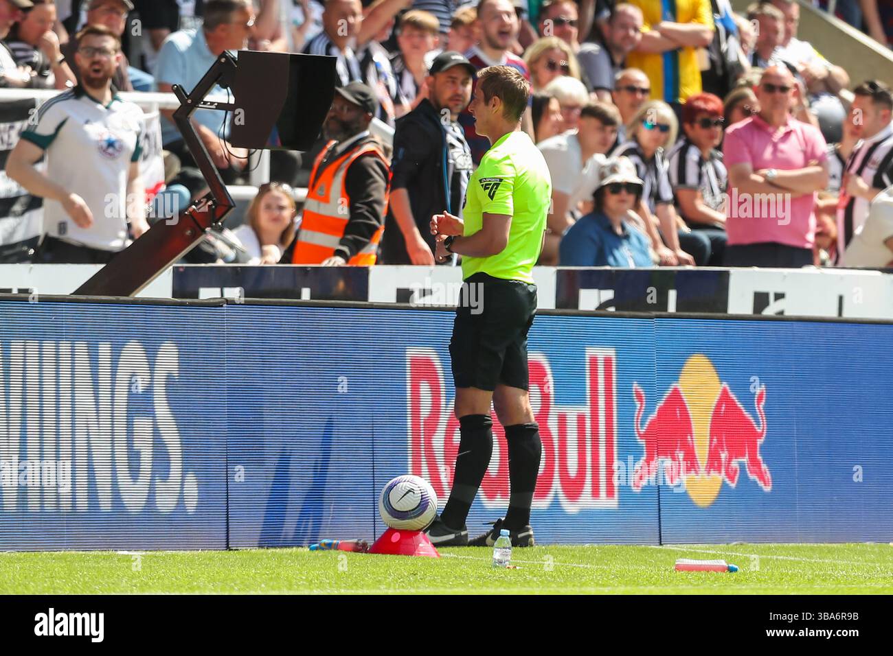 Newcastle, UK. 11th May, 2025. Referee John Brooks is sent to the VAR ...