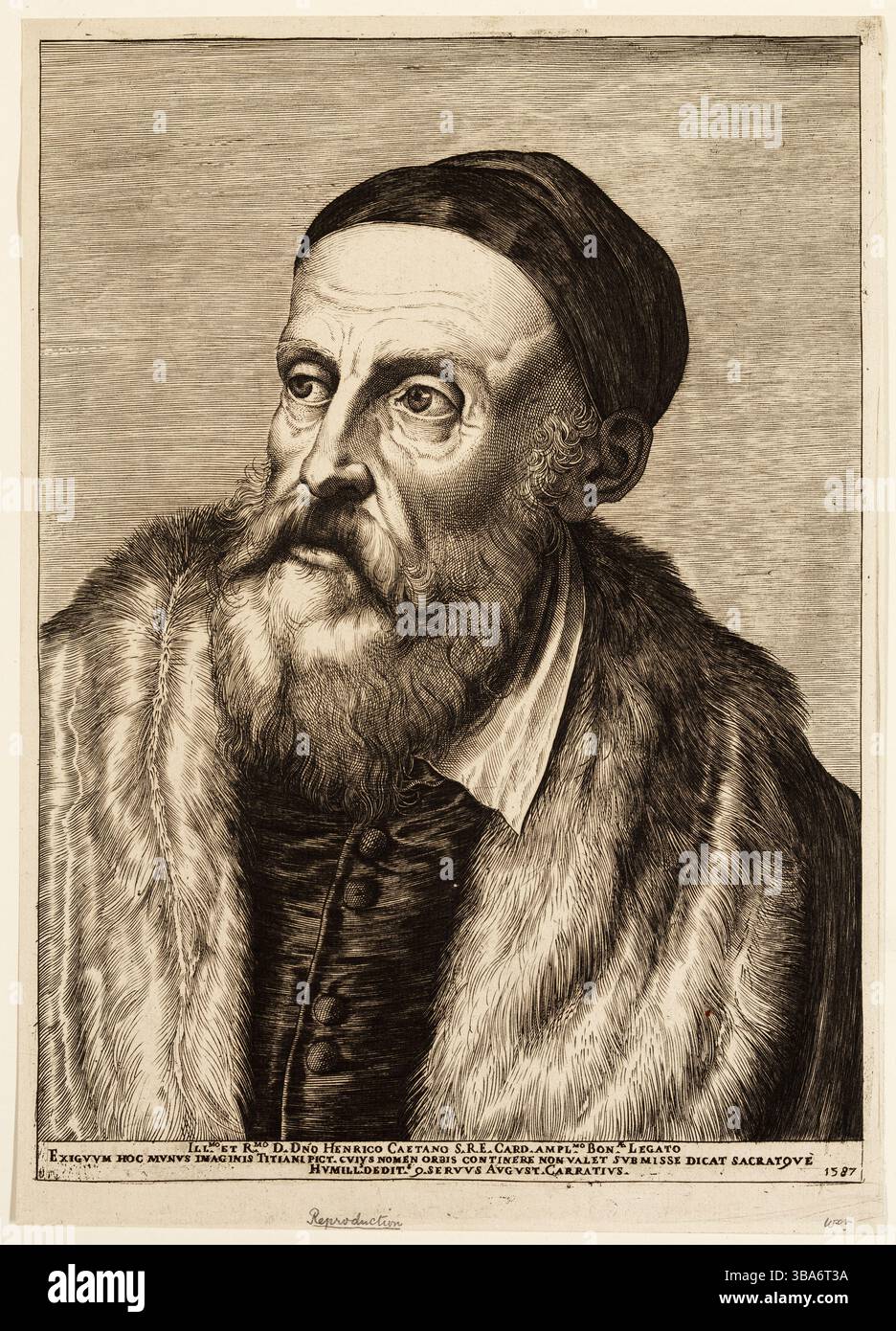 Portrait of Titian. Agostino Carracci after a self-portrait by Titian ...