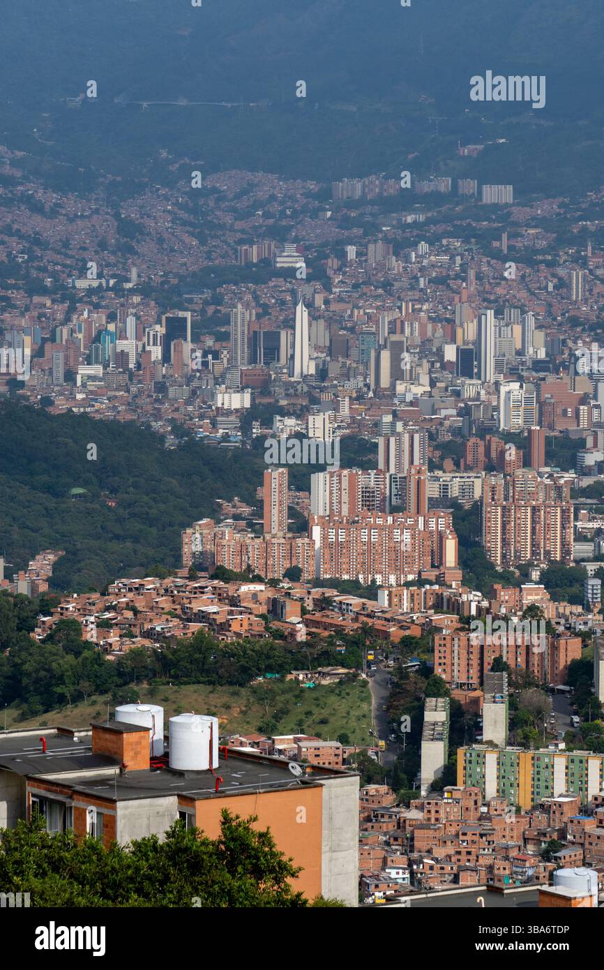 View of downtown Medellin, Colombia from Santa Margarita in the eastern ...