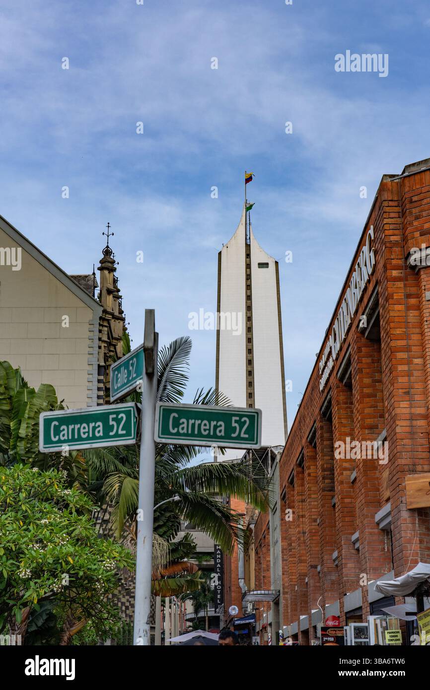 The Coltejer Building, the tallest building in Medellin, Colombia Stock ...