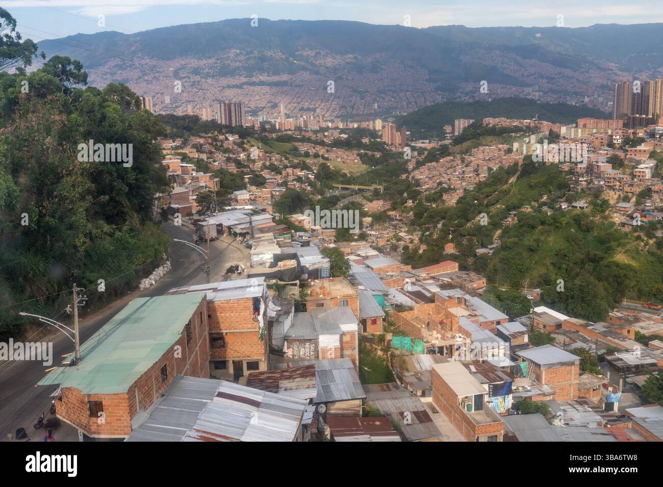 Cable car view of the hillside slums of Santa Margarita & El Moro in ...