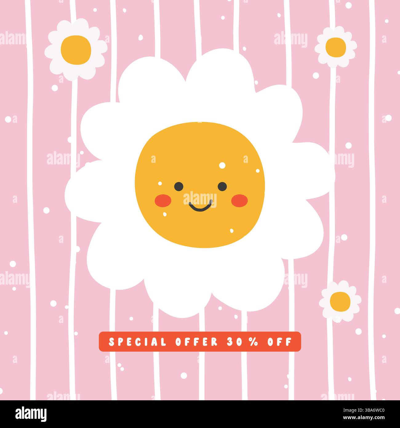 Spring greeting card, posters with spring cute flowers, Sale card ...