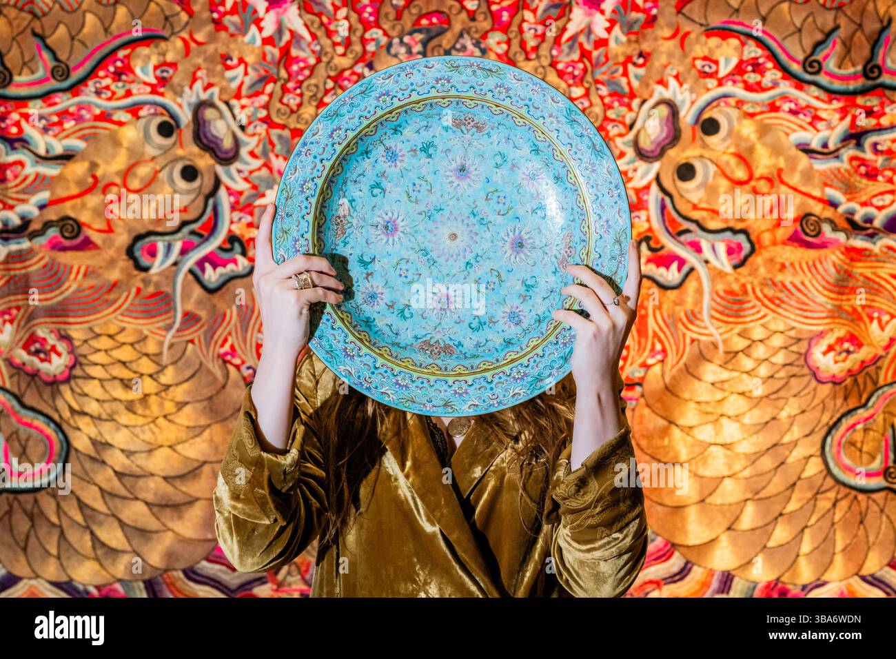 London, UK. 12th May, 2025. A Large Famille Rose Turquoise-Ground ...