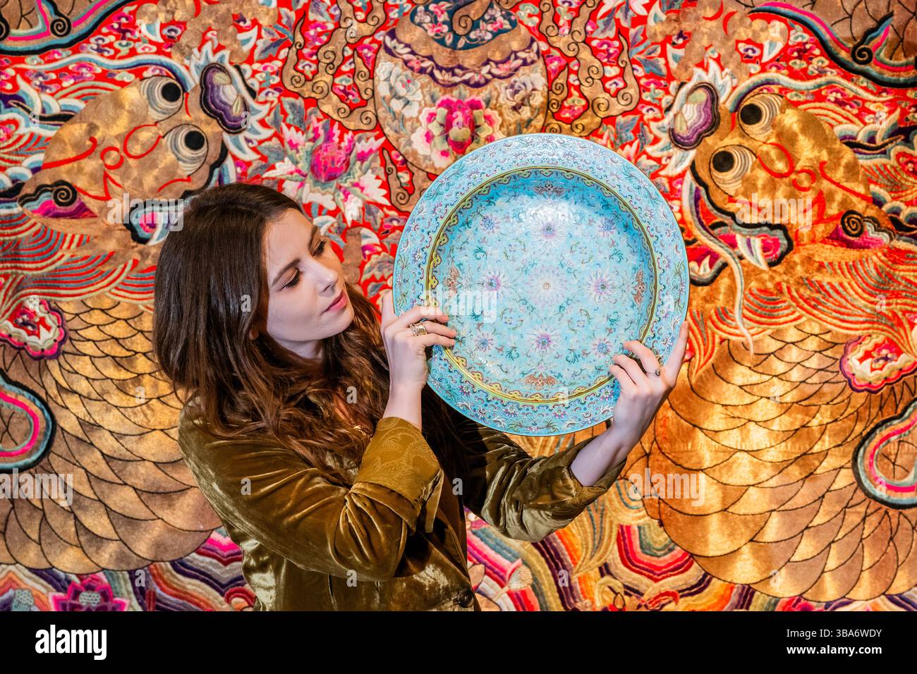 London, UK. 12th May, 2025. A Large Famille Rose Turquoise-Ground ...