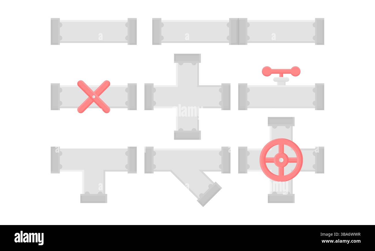Vector Pipeline System on White Background. Industrial Oil, Gas or ...