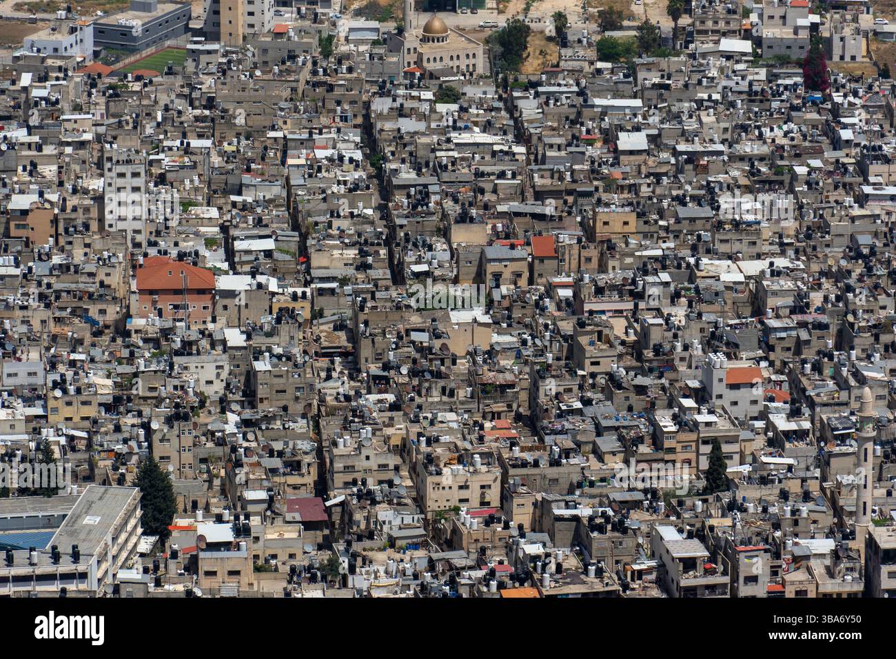 Aerial view of Balata Camp the largest Palestinian refugee camp in the ...