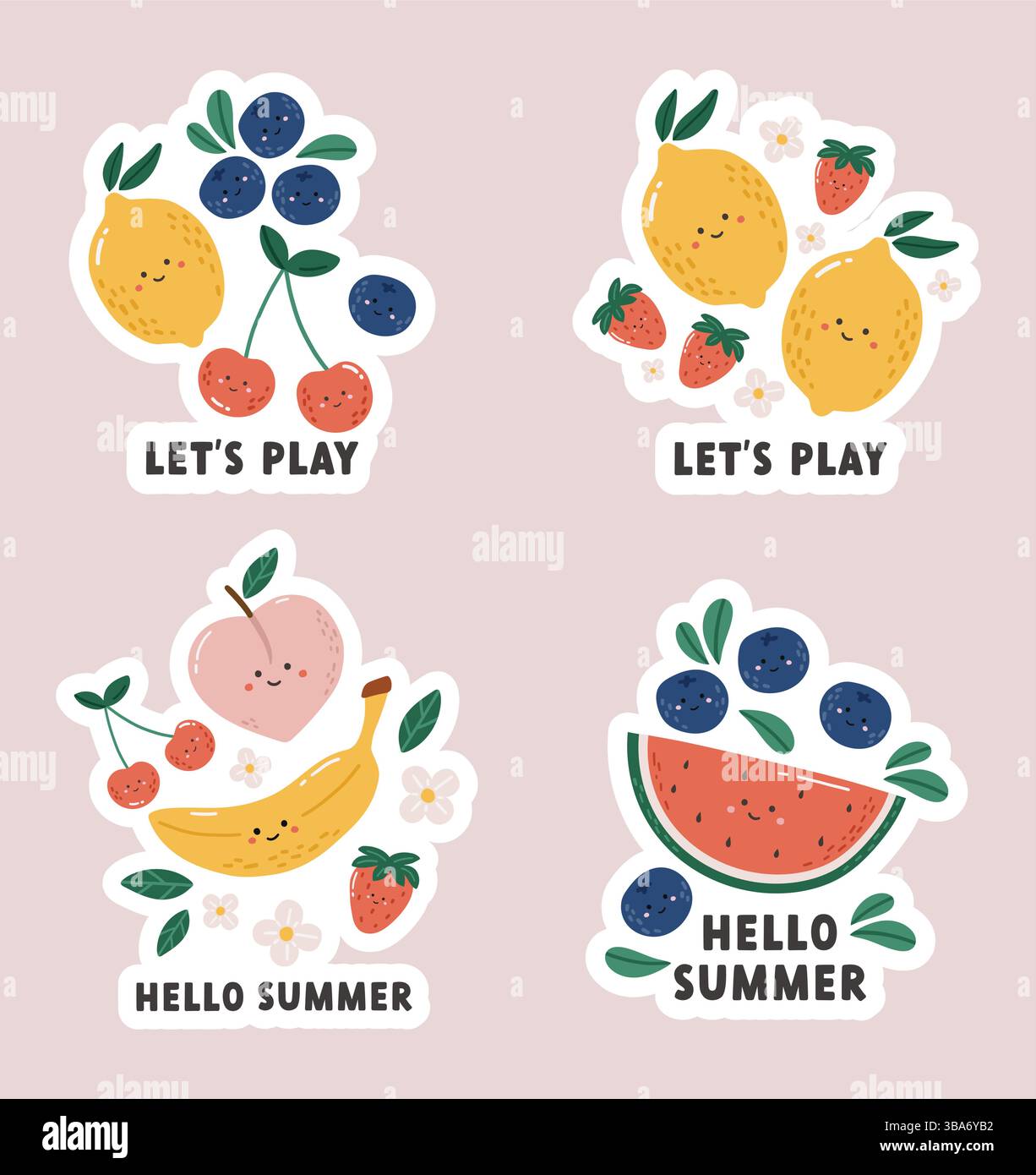 Doodle fruits set Illustration, kawaii fruits, Clipart set, fruits ...