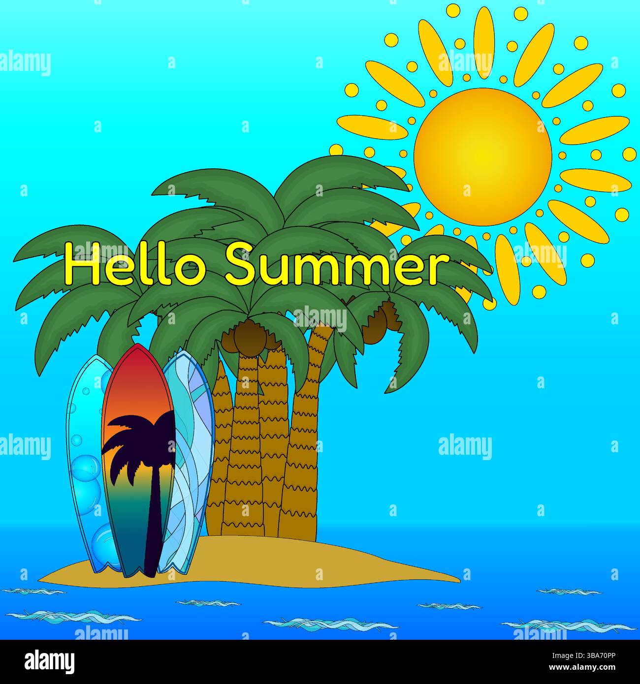 Tropical island scene silhouette Stock Vector Images - Alamy