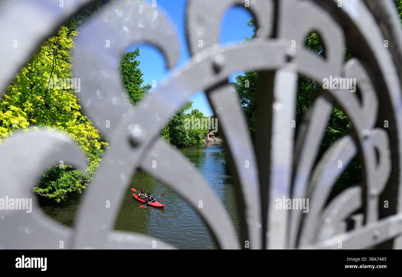 Leipzig, Germany. 12th May, 2025. View of the Weiße Elster river in ...
