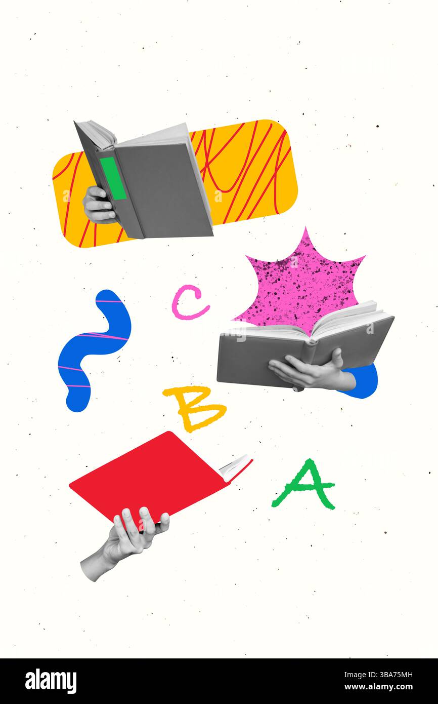 3D collage poster template trend artwork sketch of copyspace three ...