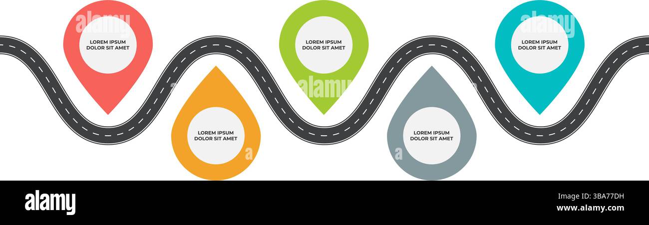 road map infographic background template. Vector illustration Stock ...