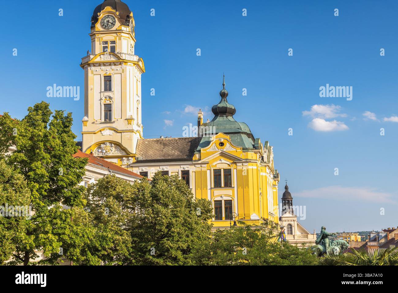 Szechenyi Square in Pecs town in Hungary, Europe. Historic city hall ...