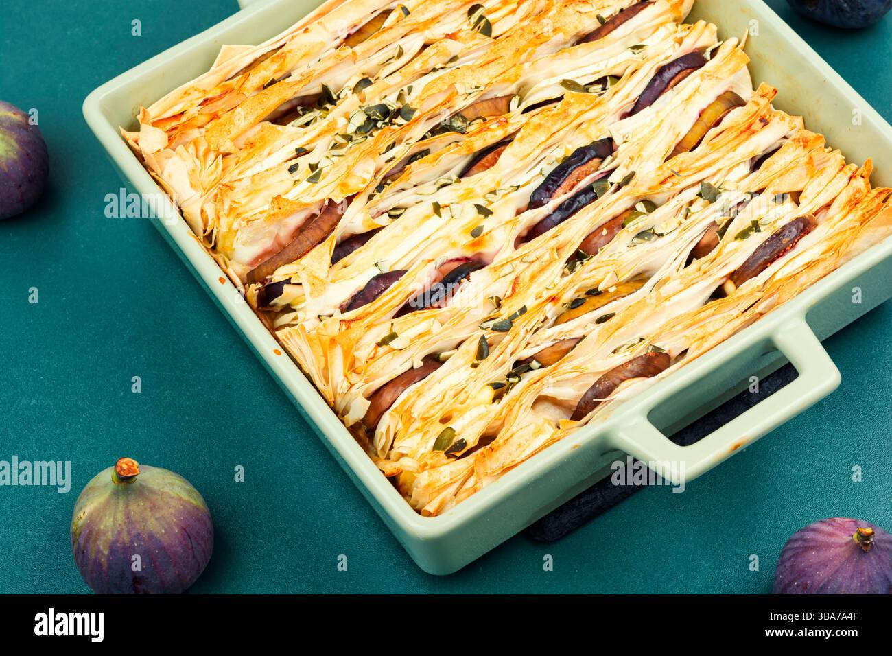 Filo wrapped camembert with figs and brie cheese. Homemade pastries ...