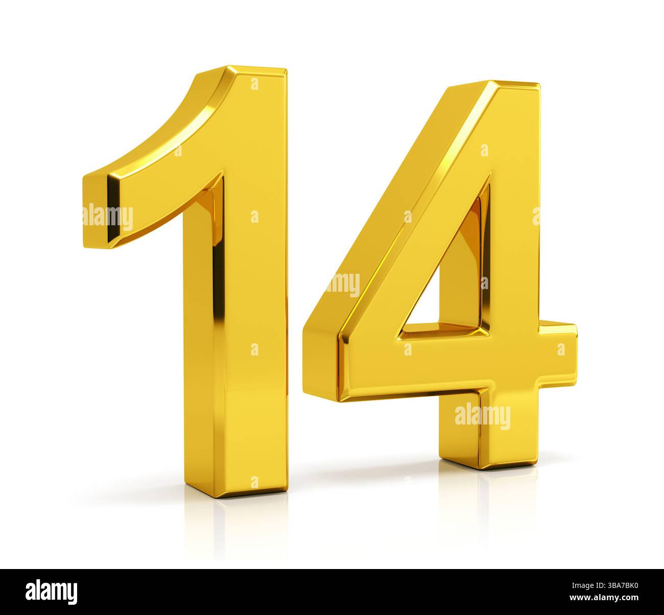 Number 14 isolated on white background Stock Photo - Alamy