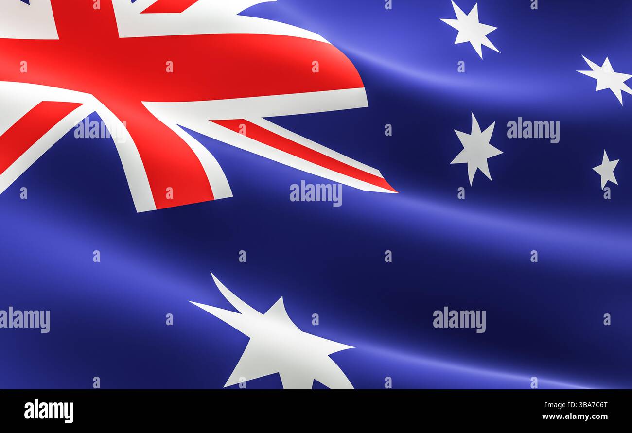 Flag of Australia. Illustration of the Australian flag waving Stock ...