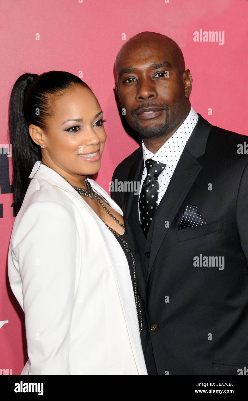 Morris Chestnut with his wife at the premiere of 'The Call' held at the ...