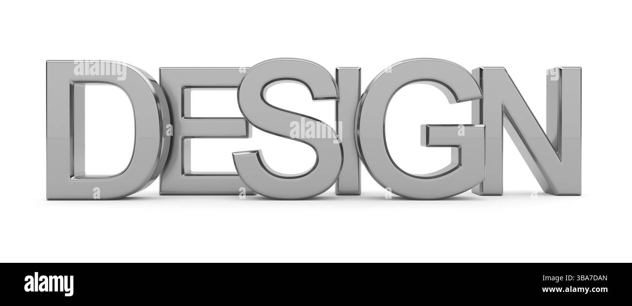 3d word design written with silver letters Stock Photo - Alamy