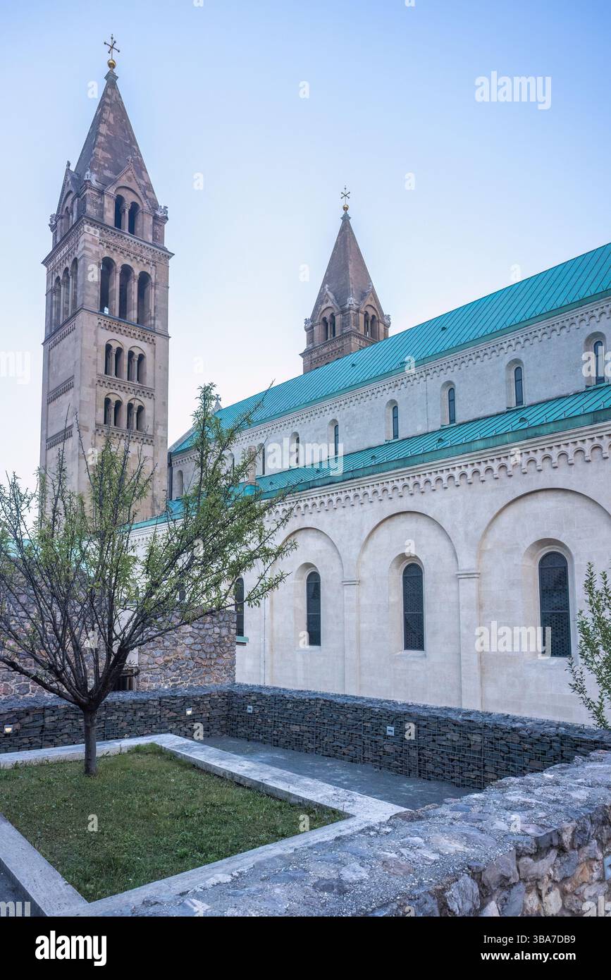 Cathedral in Pecs town in Hungary, Europe. Historic edifice stands tall ...