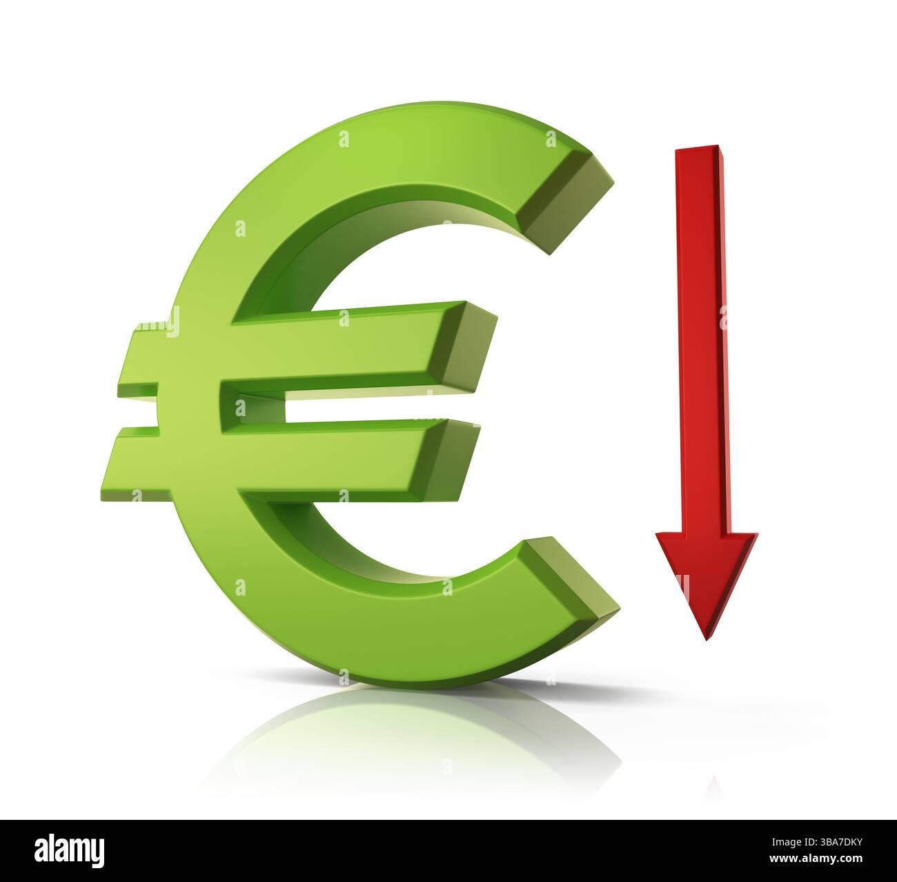 Euro sign with green arrow pointing down Stock Photo - Alamy