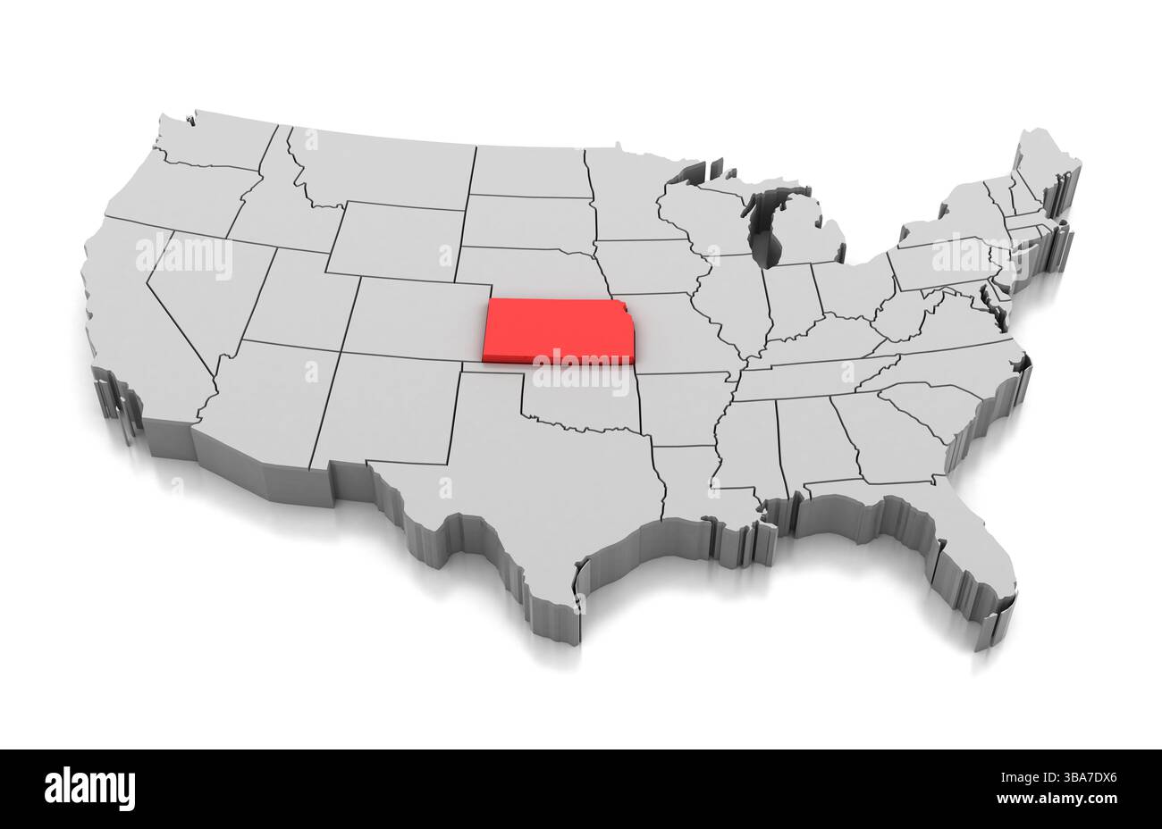 Map of Kansas state, USA, isolated on white Stock Photo - Alamy