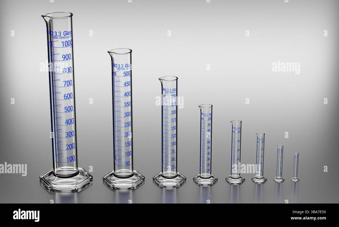 Family of laboratory graduated measuring cylinders - Borosilicate heat ...