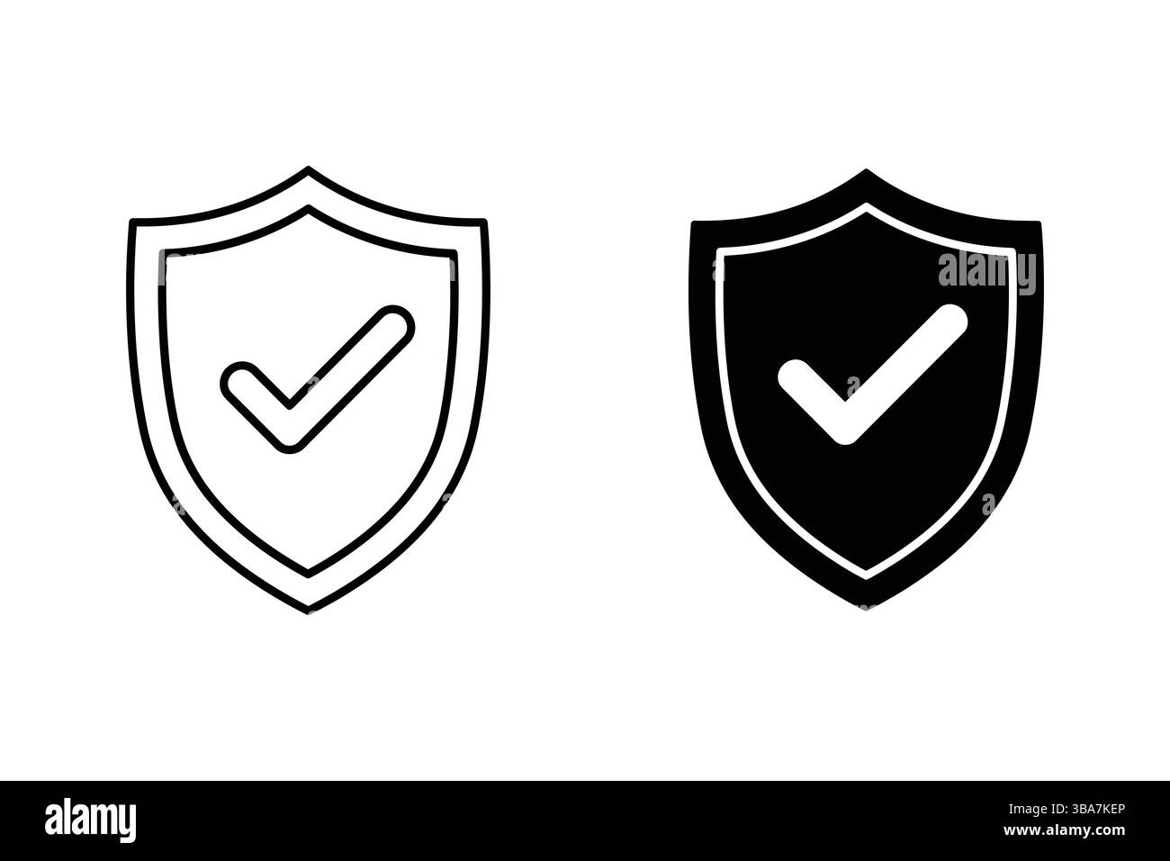 Shield icon vector graphic with checkmark, security symbol, two style options Stock Vector Image ...