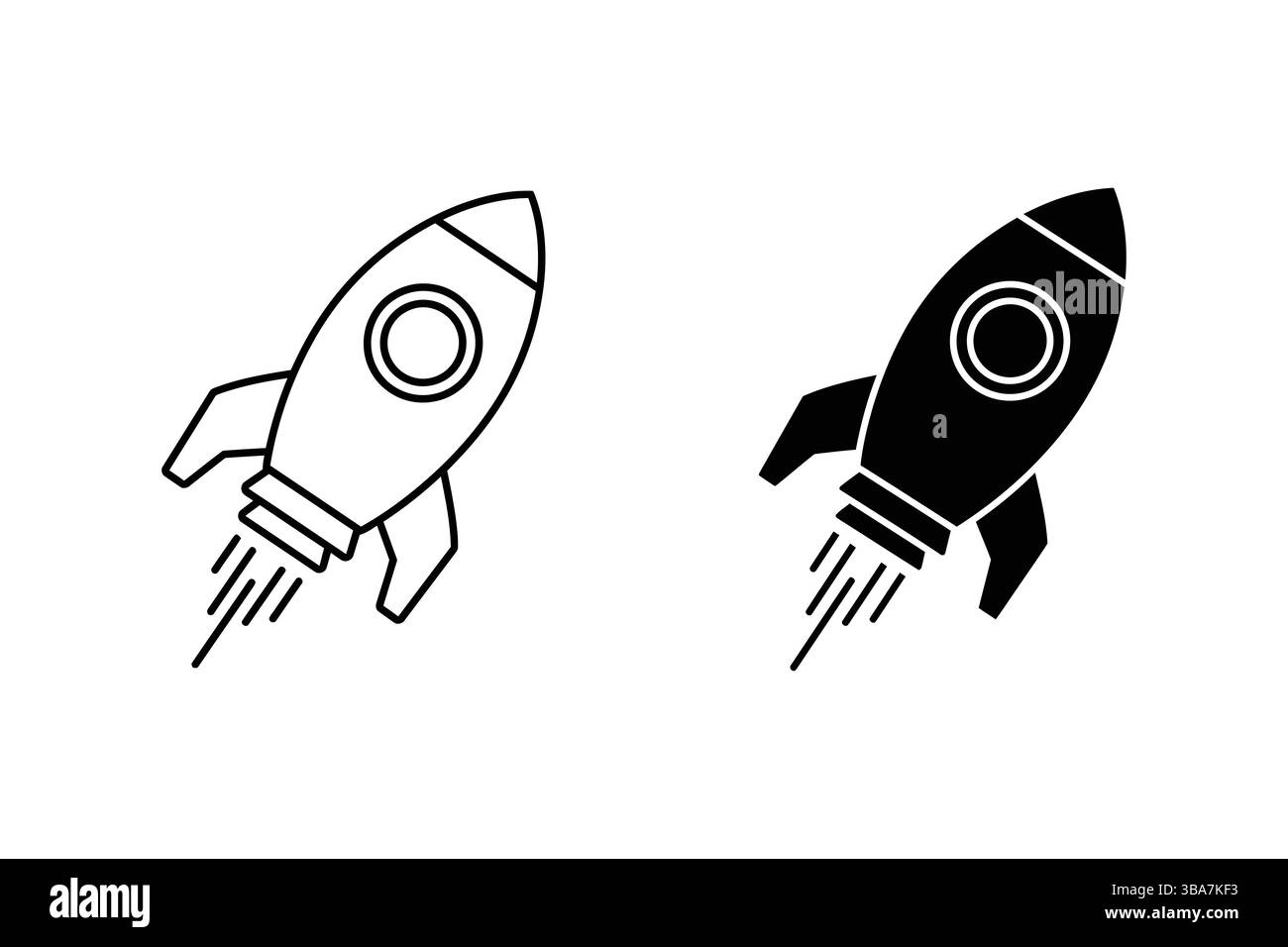 Rocket ship vector illustration, outline and solid style, startup ...