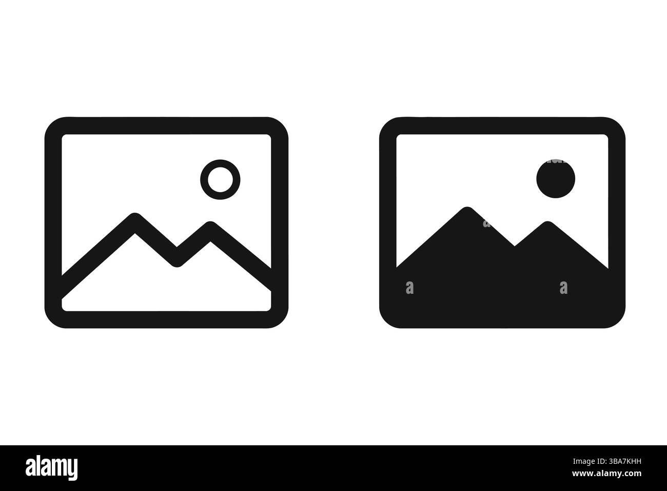 Two picture icons with landscape and sun design for website or app ...